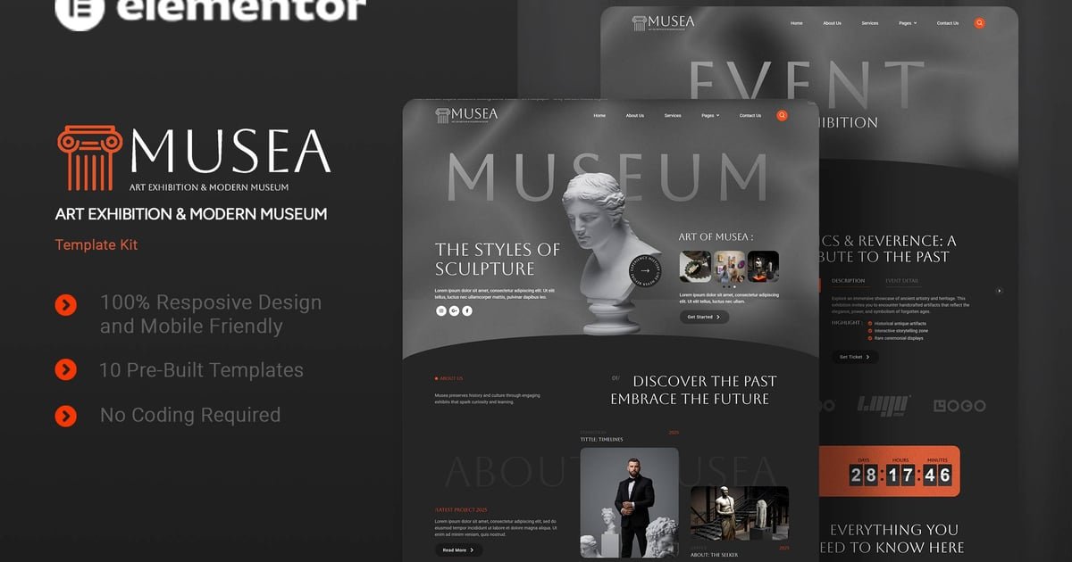Download Musea Art Exhibition & Modern Museum Elementor Template Kit v1 ...